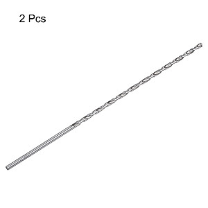 uxcell HSS(High Speed Steel) Straight Shank Jobber Twist Drill Bit 3mm Drill Diameter Extension 160mm Length for Hardened Metal Woodwork Plastic Aluminum Alloy 2 Pcs