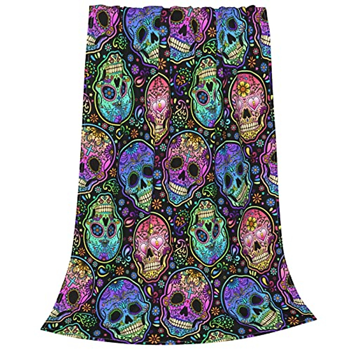 Sugar Skull Flannel Bed Blanket Throw Lightweight Blanket for Bedroom Living Rooms Sofa 60"x50" for Men Women Kids Gifts