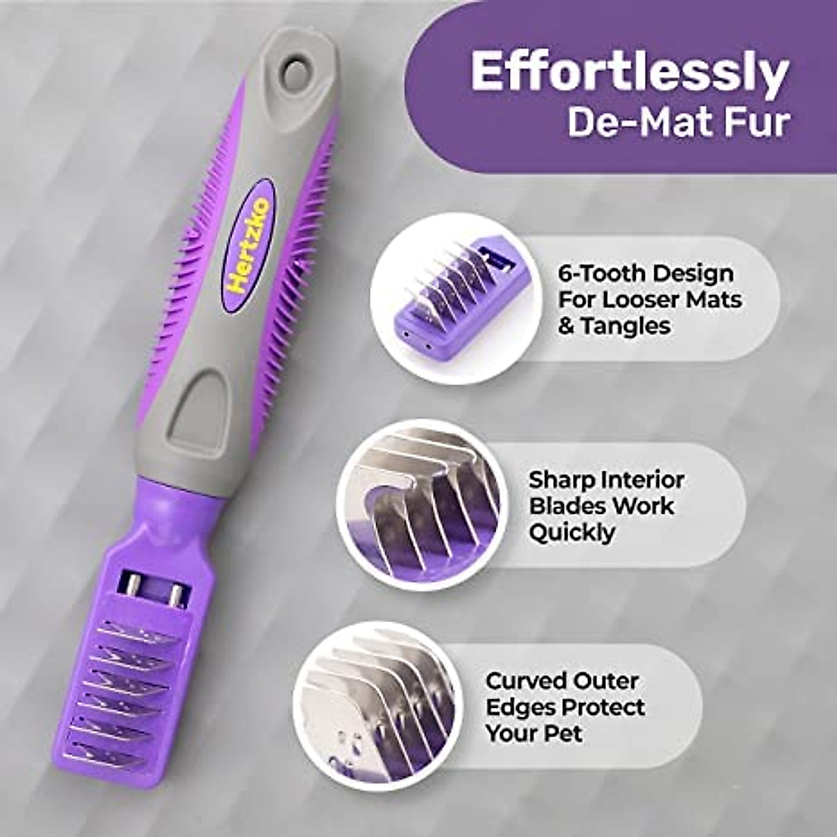 Dog Mat Remover by Hertzko – Grooming Comb, Brush for Dogs, Cats, Small Animals - Dematting Tool, Dog Brush for Tangles & Knots for Long Haired Dogs, Short Haired Dogs, and Rabbit Bedding (Small)