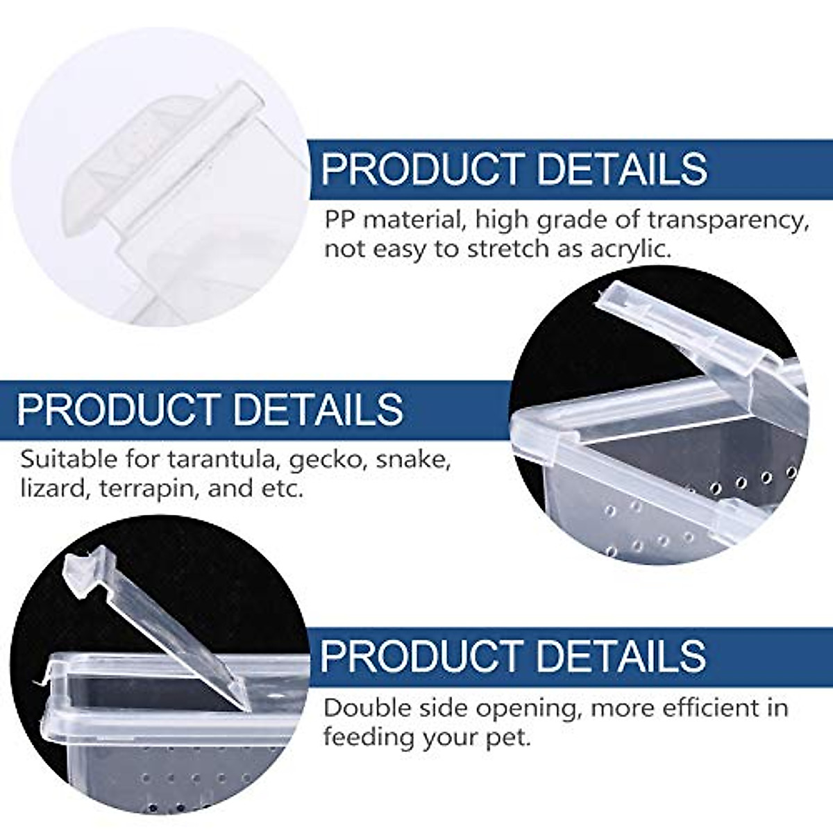 Balacoo 2pcs Plastic Reptile Box Snake Turtle Breeding Box Case Feeding Hatching Container Pet Spider Scorpion Lizard Tank House for Home