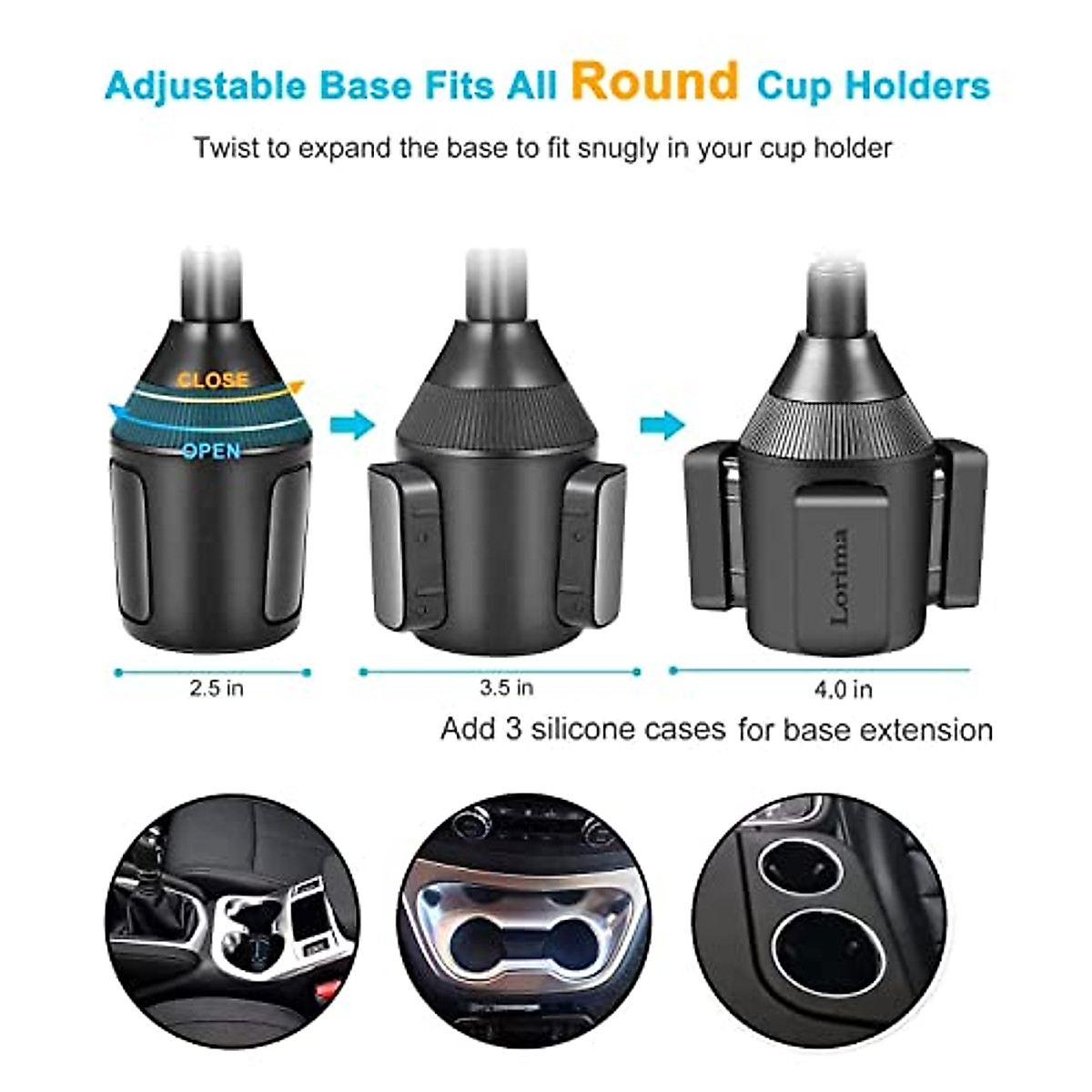 Lorima Cup Holder Phone Mount with A Flexible Gooseneck, Cup Holder Phone Holder for iPhone 13/13 Pro/13 Pro Max, 12 Pro Max/12/11/XS/Samsung Galaxy, Fits All 4-6.7in Smartphones