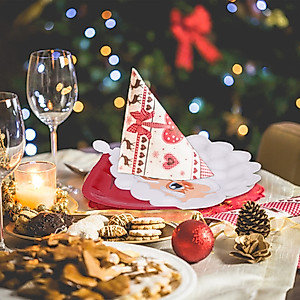 WBCBEC 24 Pieces Santa Christmas Themed Paper Plates Disposable Christmas Party Paper Plates Dinnerware Plates for Christmas Party Winter Season Dishware Holiday Baking Cookie Plate, 8.4 x 7.0 Inches