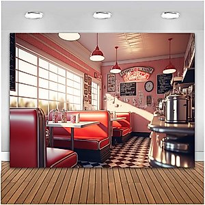 TOAOFY 10x8ft Back to 50s Backdrop 50s Party Decorations Background Party Decoration Banner Portrait Shoot Props Studio Supplies TAY1428