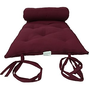 D&D Futon Furniture Twin Size Burgundy Traditional Japanese Floor Rolling Futon Mattresses, Foldable Cushion Mats, Yoga, Meditation 80 x 39 x 3