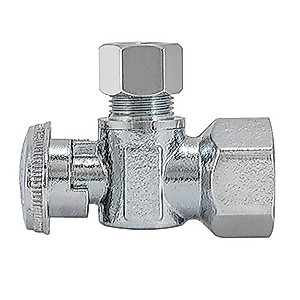 Eastman 1/2 Inch FIP x 3/8 Inch OD Compression Quarter Turn Angle Stop Valve, Brass Plumbing Fitting, Chrome, 10733LF