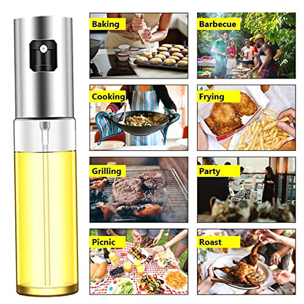 YUAKUOD Oil Sprayer for Cooking, Olive Oil Sprayer, Oil Mister, Oil Sprayer for Air Fryer, Oil Spray Bottle for Salad, BBQ, Kitchen Baking, Roasting