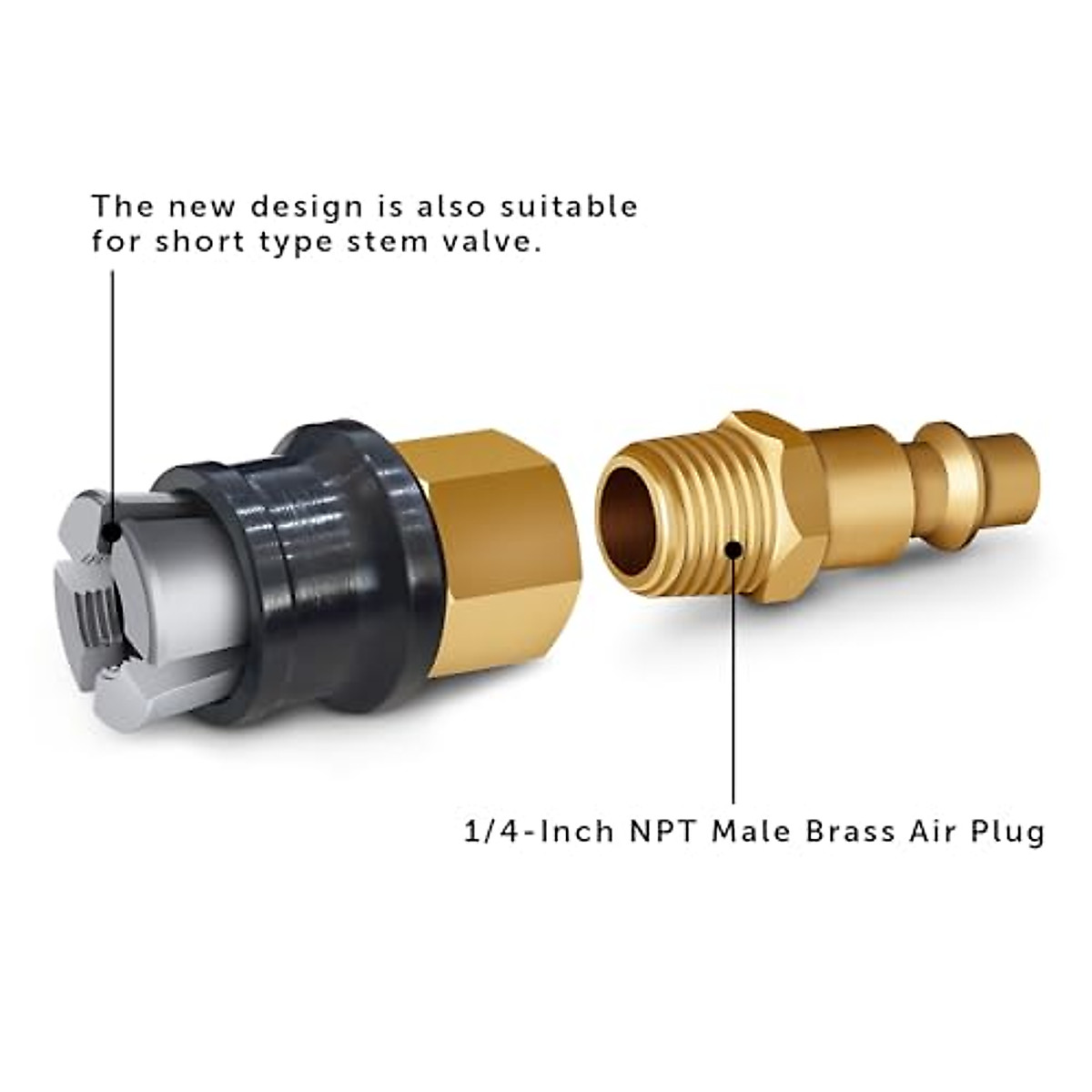 JINKEY Tire Air Chucks, Upgrade Locking air chuck, 1/4 Inch FNPT Male Open Flow Lock On Air Chuck Heavy Duty Hands Free Air Chuck Quick Connect for Tires Inflator Pressure Gauge Compressor