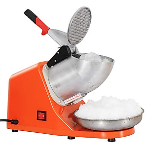F2C Electric Ice Crusher Shaver Snow Cone Maker with Dual Stainless Steel Blades 300W 145 lbs/hr for Home and Commercial Use (Orange)