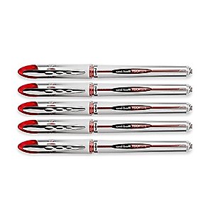 uniball Vision Elite Roller Ball Stick Pen, Red Bold 5 Pens Per Order 69023