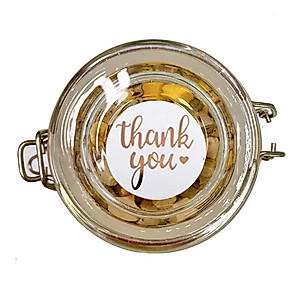 NHW Thank You Sticker Rolls 500 Sheets 1 inch round Sticker Used for Thank You Cards Gift Packaging Bags envelopes Weddings Baby Showers Birthday Parties Bakery, White