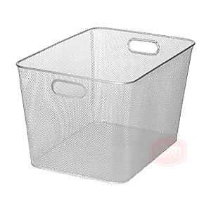 Silver Mesh Open Bin Storage Basket for Cleaning Supplies Laundry Etc. Size 14x10x9 Model #1115