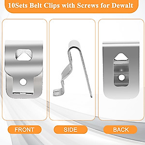 10Pcs Belt Clips For Dewalt, 304 Stainless Steel Hook Clips Drill Clips Tool Kit With Screws Belt Replacement for Dewalt N268241 Fit for 20V Power Tools DCD980 DCD980L2 DCD985L2 DCD985