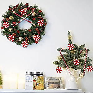 60Pcs Candy Canes Christmas Tree Decorations-Plastic Peppermint Candy Cane Ornaments for Christmas Tree Decor Candy Lollipop Craft Christmas Party Supplies