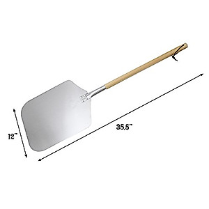 Chicago Brick Oven Pizza Peel 12" x 14", Pizza Paddle, 35.5" Long Aluminum Metal Pizza Peel with Detachable 21" Wooden Handle, Pizza Spatula