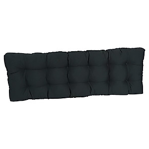 Blazing Needles Twill Tufted Bench Cushion, 55" x 19", Black