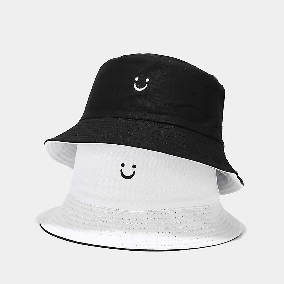 Malaxlx Black White Bucket Hat Beach Sun Hat Aesthetic Fishing Hat for Men Women Teens, Reversible Double-Side-Wear
