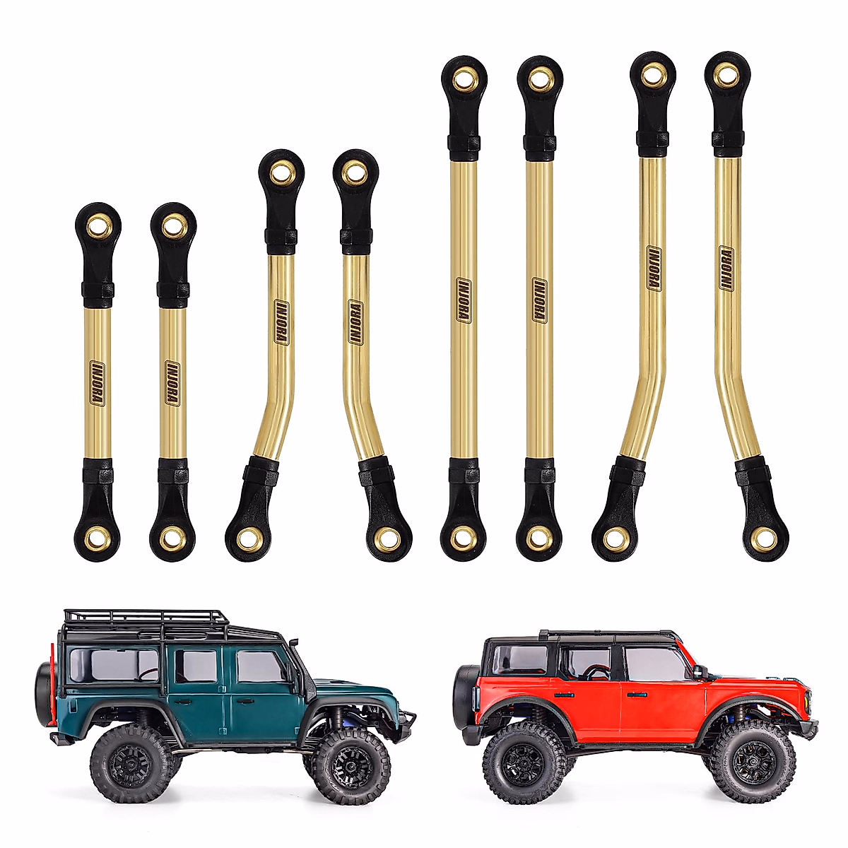 INJORA Brass High Clearance Links Set for TRX4M Bronco Defender 1/18 RC Crawler Upgrade Parts, 38g/Set