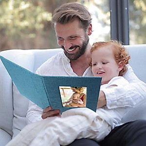 GPIRAL 8x10 Blue Linen Photo Album with 64 Photos, Acid-Free and PVC-Free