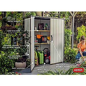 Keter Premier Tall Resin Outdoor Storage Shed for Patio Furniture, Pool Accessories, and Bikes