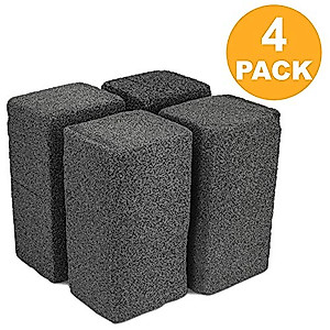 [4 Pack] Grill Cleaning Brick - Blackstone Griddle Scraper, Commercial Grade Pumice Cleaner Tool for Flat Tops, Grate Tough Grease Stains of BBQ, Sanitizes Cooking in Restaurant, Outdoor, Home Kitchen