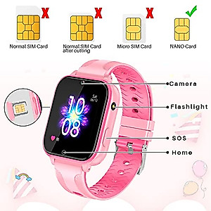 cjc 4G Kids Smart Watch for Kids, 1.6" Smartwatch with GPS Tracker SOS 2 Way Call Camera Voice & Video Call, HD Touch Screen Kid Watch Phone, Christmas Birthday Gifts for Age 3-15 Boys Girls (Pink)
