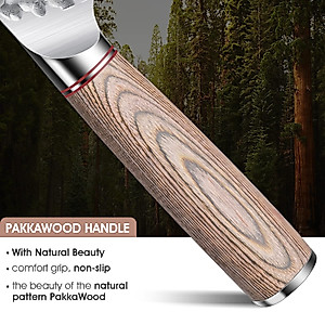 Huusk Japan Knife 7-Inch Santoku Chef Knife Professional Hand Forged High Carbon Steel Kitchen Knife, Japanese Santoku Knife for Meat Vegetables - Wood Handle, Father's Day Christmas Gift Men Women