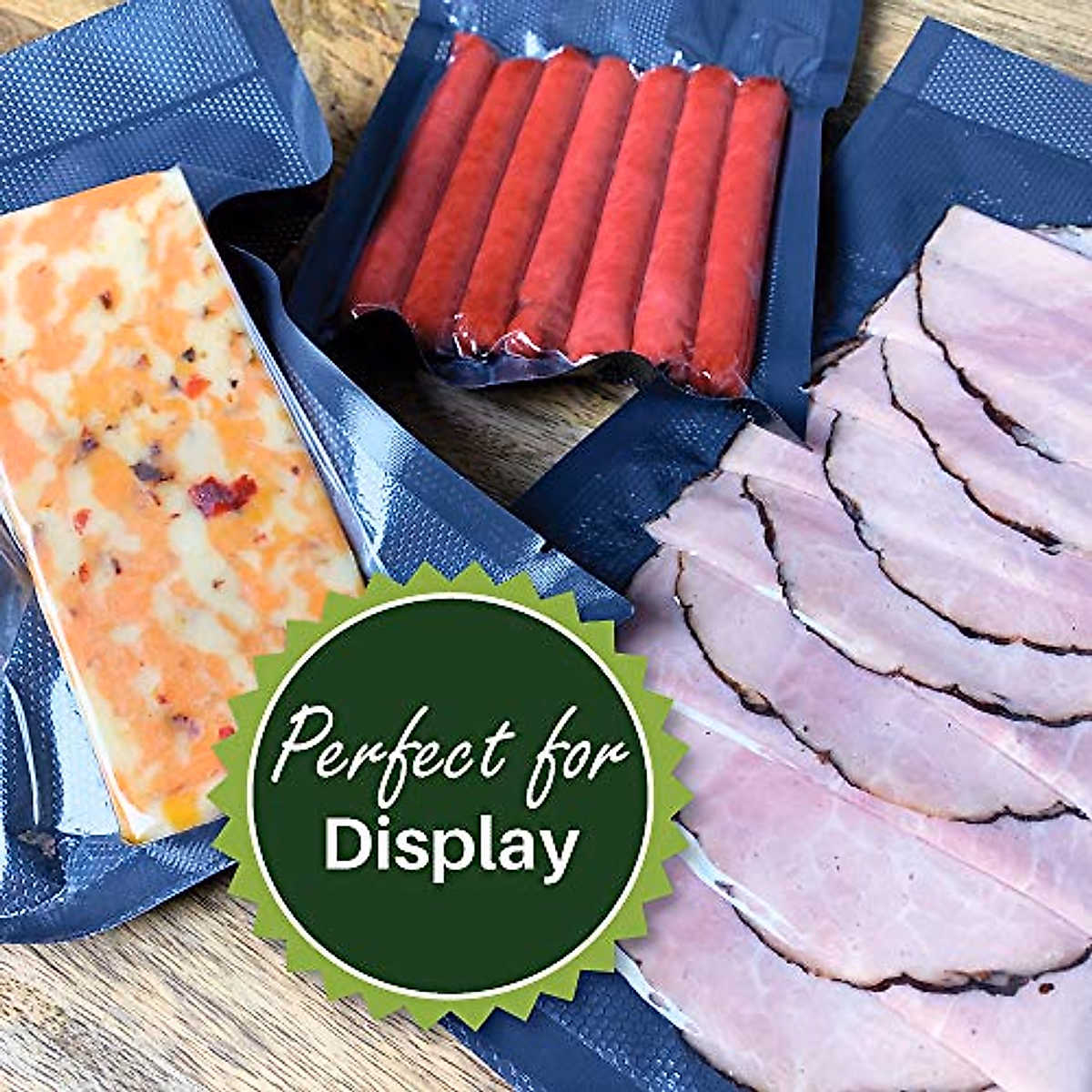 FoodVacBags 8X50 Black & Clear Vacuum Sealer Bag Roll, Heavy-Duty, Commercial Grade, Odor Resistant, Sous Vide, Light Protection, Smell Proof