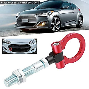 Tow Hook Ring,Heavy Duty Tow Hook Folding Ring Racing Front Car Refitting Fit for Veloster 2012?2017 Black/Red (Red)