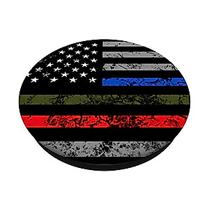 Thin Red Green Blue Line Pop Socket USA Flag Christmas Gift PopSockets PopGrip: Swappable Grip for Phones & Tablets