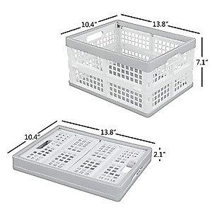 Vababa 3-Pack Plastic Stackable Collapsible Storage Crate, 15 L Stacking Folding Storage Basket