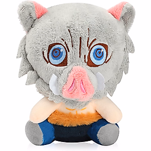 Eurrdc 8" Stuffed Pig Head Anime Figures Collectible Kids Plush Toys Gift for Boys and Girls
