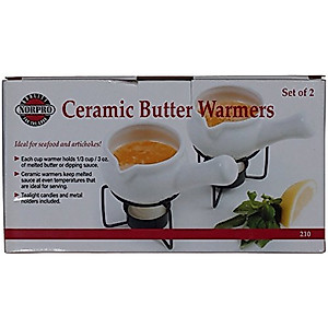 Norpro Ceramic Butter Warmers, Set of 2, 1/3 cup/3 oz, White
