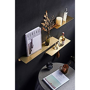 BGL Metal Wall Shelf, Metal Floating Shelf Gold 15.7 Inches Wall Mount Stainless Steel 304 for Bathroom Organizer