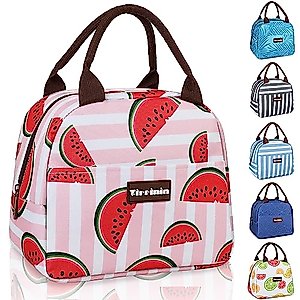 Tirrinia Lunch Bags for Women Men, Cute Insulated Lunch Tote Bag for Women, Fashionable Lunch Box for Adult, Reusable Large Cooler Lunch Bag for Working/Picnic - Pink Melon