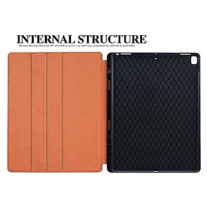 Gexmil Case for iPad Pro 12.9 Inch,2nd/1st Generation(2017/2015) Genuine Leather Cover with Pencil Holder,Cowhide Folio Cover Auto Sleep/Wake,Anti-Fingerprint,Flower Brown