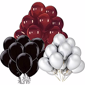 Graduation Decorations 2023 Maroon Grad Burgundy Black Balloons 30Pcs Burgundy Silver Black Balloons 2023 Burgundy Graduation Party Supplies