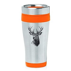 16oz Insulated Stainless Steel Travel Mug Coffee Mug Tumbler Deer (Orange)