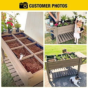 Aivituvin Raised Garden Bed, Elevated Plant Boxes Outdoor Large with Grow Grid - with Large Storage Shelf 52.7" x 22" x 30"