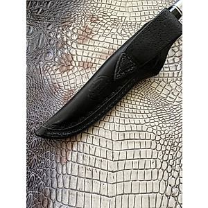 Custom Leather Right Hand Knife Sheath Fits Buck 105 or Schrade Golden Spike Knife, Fixed Blade Knife Holder, Black