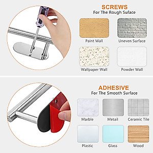 NHZNJK Retractable Paper Towel Holder, Stainless Steel Paper Towel Rack Under Cabinet and Wall Mount, Hand Towel Holder, Paper Towels Rolls for Kitchen,Multipurpose Self Adhesive or Screw Drilling