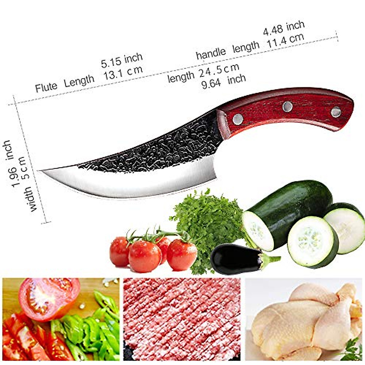 Balaweis Chef Knife 5 inch Professional Kitchen Boning Knife Sharp Blade Cutting Cooking Stainless Steel Knife Handmade Forged Hammered kitchen Knife Outdoor BBQ Portable travel Meat Cleaver