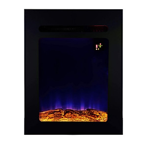 RecPro RV Fireplace 18" | Recessed Electric Fireplace | Glass with Log View | Includes Remote | Three Different Flame Color Options