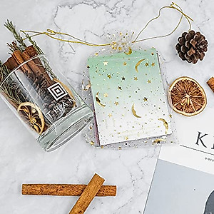 souG Organza Gifts Bags, 5x7 100Pcs Sheer Organza Drawstring Pouches Stars and Moon Wedding Party Favor Jewelry Candy Gift Bags (White and Black).