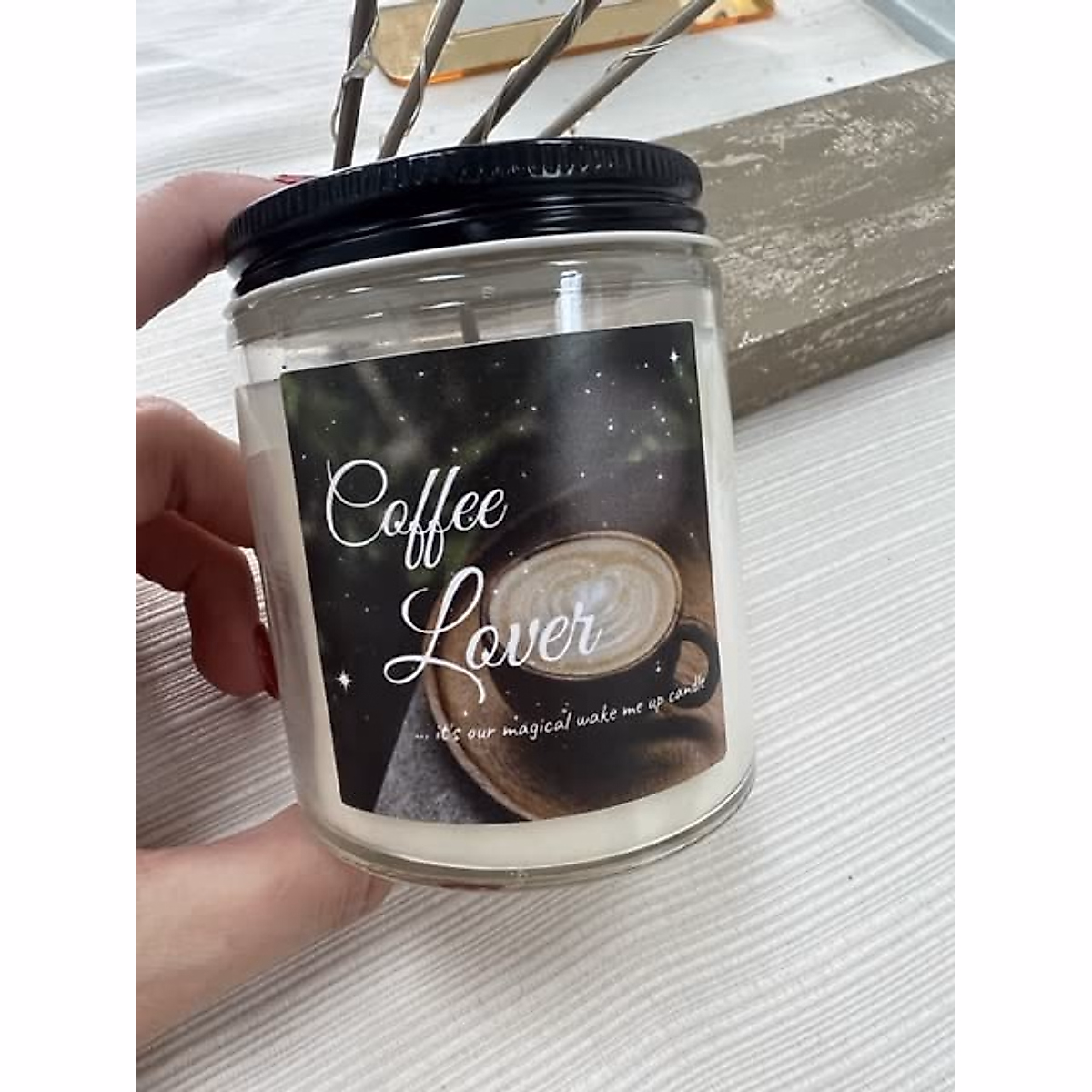 Coffee Smoky Quartz Crystal Soy Candle - Manifestation - Vegan Soy Candle Aromatherapy