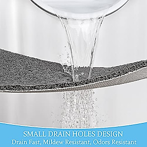 LOCHAS Shower Mat Non Slip Bathtub Mats 24 x 16 Inch, Soft Loofah Bath Mat for Bathroom, Bath Tub, Shower Floor, Dry Fast, Grey