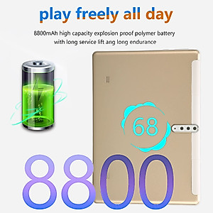 10.1 Inch Tablet PC for Android 11,10 Core CPU Processor,2.4G 5G Dual Band WiFi,4GB 64GB,Front 500w Rear 1300w Dual Camera,1960x1080 HD Calling Tablet,Gold(US)