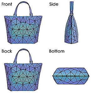 ESOVIO Irregular Geometric Luminous Shoulder Bag And Handbags For Lady Grid Holographic Reflective Purses Totes Shopping Rucksack
