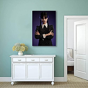 Wednesday Poster Movie Poster Protagonist Wednesday Addams Portrait Poster Canvas Painting Wall Art for Home Bedroom Living Room Decor Gift (Purple,12x18in Unframe)