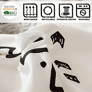 Gafance 3Pcs Black Stripe Printed Duvet Cover Aztec Twin Set, Southwest Bedding Ethnic Style Comforter Cover with Zipper Closure, Soft Bed Linen White Quilt Cover 68X90 inches & 2 Pillow Shams