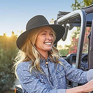 Coolibar UPF 50+ Women's Tempe Sun Hat - Sun Protective (One Size- Brown/Natural)